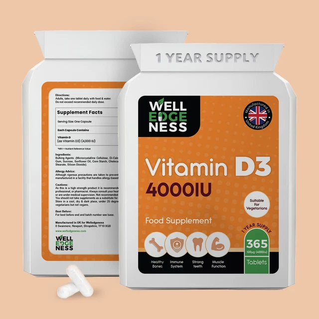 VITAMIN D3 4000 IU Tablets - 365 Tablets of 4000 IU D3 for Bone ...