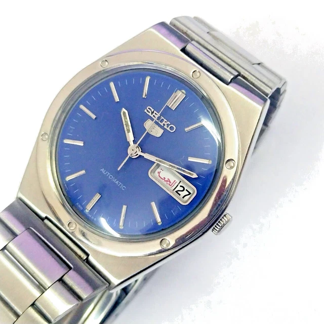 VINTAGE SEIKO 5 Automatic Blue Dial Men's Watch Case 35.6mm Transparent ...