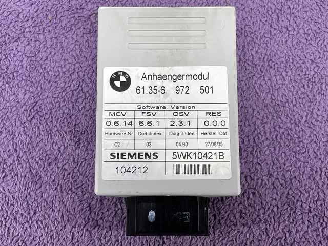 BMW E90 E91 Tow Bar Trailer Module ECU Towing 05-06 Siemens 6972501 ...
