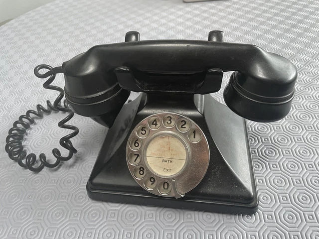 VINTAGE ART DECO Pyramid Telephone Black Bakelite 1930s Internal Bell ...
