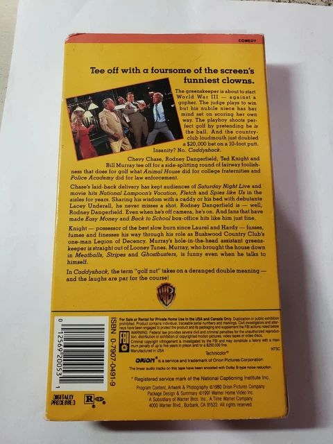 CADDYSHACK VHS CHEVY Chase Classic 1980 Comedy Movie £9.80 - PicClick UK