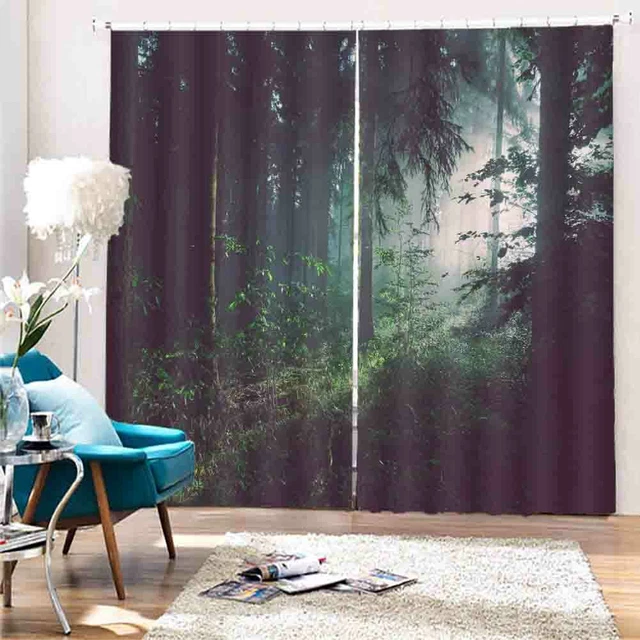 BLACK MESSY MARKS Wood 3D Curtain Blockout Photo Printing Curtains ...