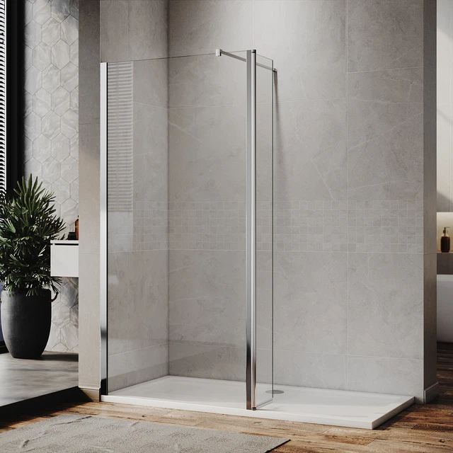 WALK IN SHOWER Screen Enclosure With 300mm Flipper Panel Wet Room 8mm ...