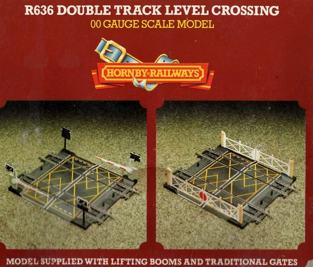 HORNBY R636 DOUBLE Track Level Crossing ns with all barriers & gates OO ...