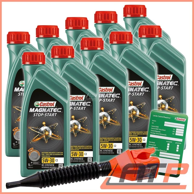 10X 1 L Litre Castrol Magnatec Stop-Start 5W-30 C2 Huile Moteur Api Sn ...