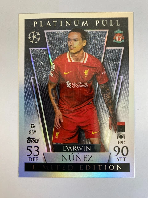TOPPS MATCH ATTAX 2024-2025 24/25 Darwin Nunez Liverpool Platinum Pull ...
