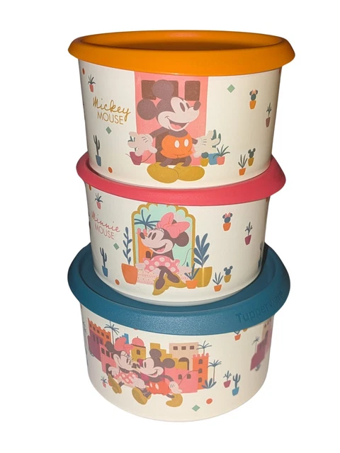 TUPPERWARE SET MICKEY Minnie Mouse Disney Dosen, One Touch 1,4L + 2 x ...
