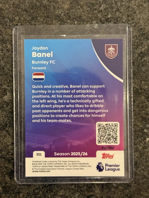 TOPPS PREMIER LEAGUE 2025/2026 - Jaydon Banel Burnley /399 Rookie Card ...