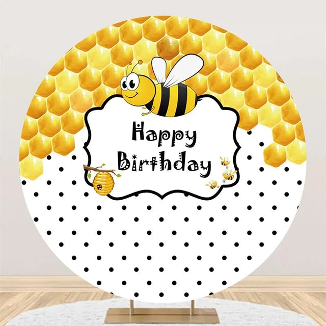 LITTLE BEE HONEYCOMB Round Happy Birthday Backdrop $35.97 - PicClick AU