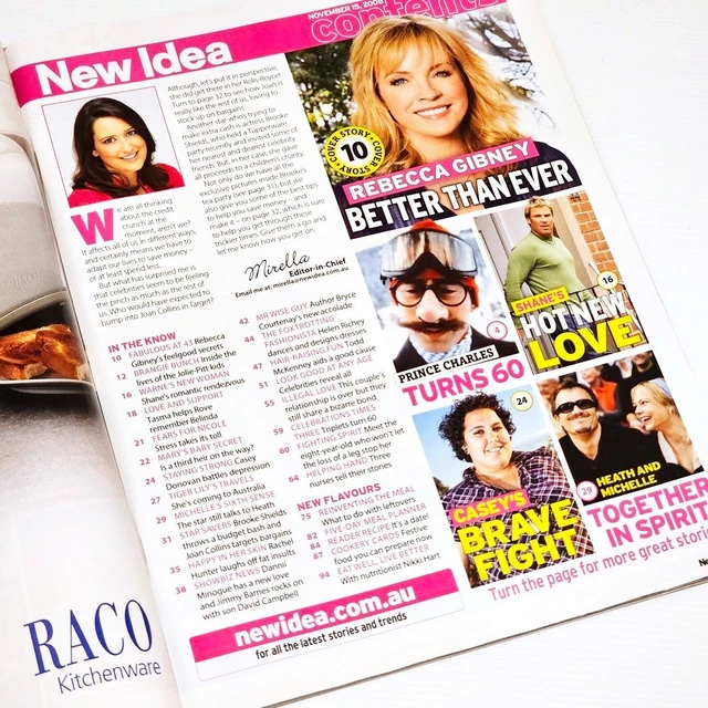 NEW IDEA NOVEMBER 15 2008 REBECCA GIBNEY Tasma Walton SHANE WARNE ...