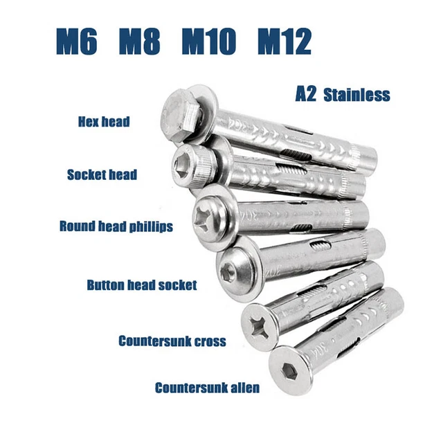 SLEEVE THROUGHBOLT EXPANSION Screws Masonry Concrete Anchors Stainless ...