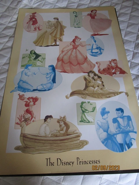 THE DISNEY PRINCESSES Princess Poster 24 x 36 Cinderella Ariel Snow ...