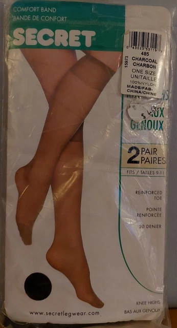 Vintage Pantyhose Secret 2 Pairs Sexy Knee Highs Color Charcoal One