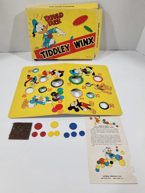 VINTAGE JAYMAR 1950'S Disney Donald Duck Tiddley Winx Game Tiddleywinks ...