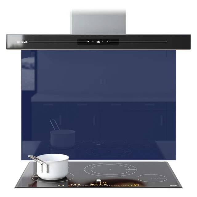 KITCHEN GLASS SPLASHBACK Toughened Tile Cooker Shade Colour Blue ANY ...