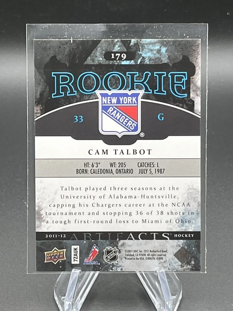 2011-12 ARTIFACTS #179 Cam Talbot Rookie /999 New York Rangers Upper ...