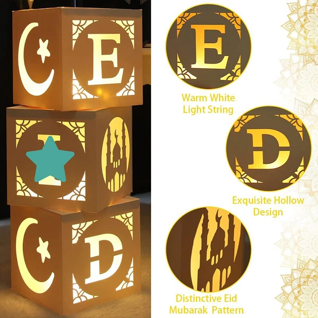 EID LETTER BOX Box Light Box Mubarak Ramadan Kareem Gift Muslim Party ...