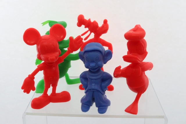 DISNEY CHARACTERS 5 Plastic Figures Louis Marx 1970s Mickey Donald ...