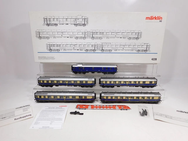 MÄRKLIN H0 AC 4228 Wagon Set Rheingold DRG Nem Kk Kkk Light Box #EE113 ...
