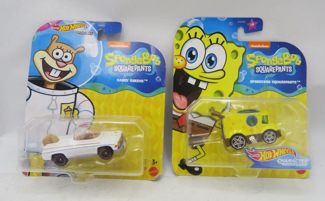 Hot Wheels Nickelodeon Spongebob Squarepants And Sandy Cheeks Lot Of 2