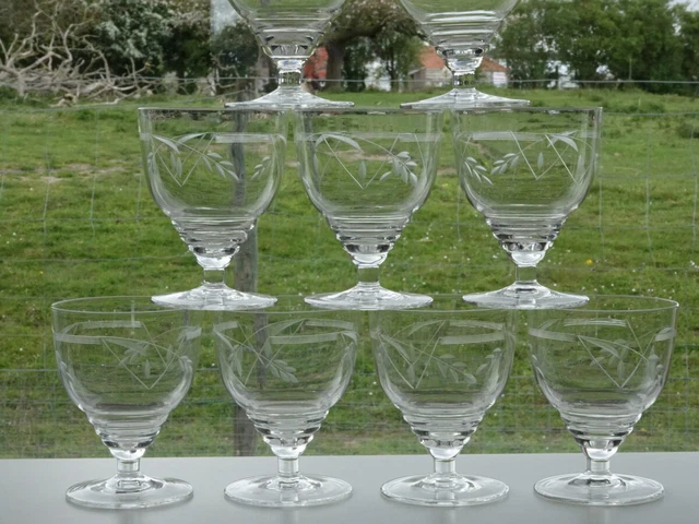 SÉRIE DE 10 verres à vin Art déco cristal de Tchécoslovaquie Gravés ...