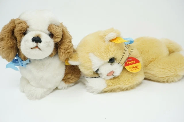 STEIFF 3 TIERE im Set, Hund Bello 5457/27, Snuffy 2923/16, Katze Floppy ...