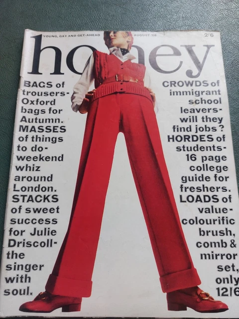 VINTAGE HONEY MAGAZINE AUGUST 1968 Julie Driscoll Hockney Fashion ...