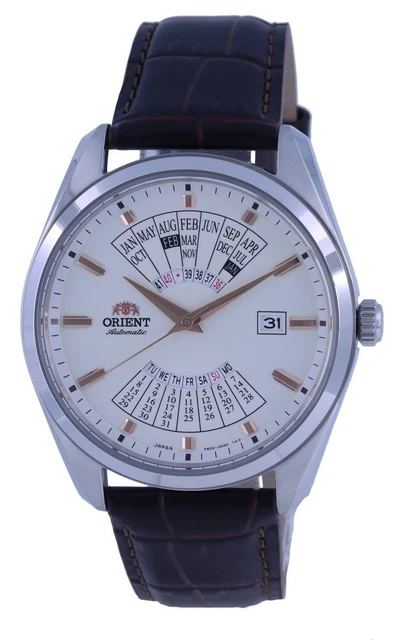 ORIENT MULTI YEAR Calendar White Dial Leather Automatic RA-BA0005S10B ...