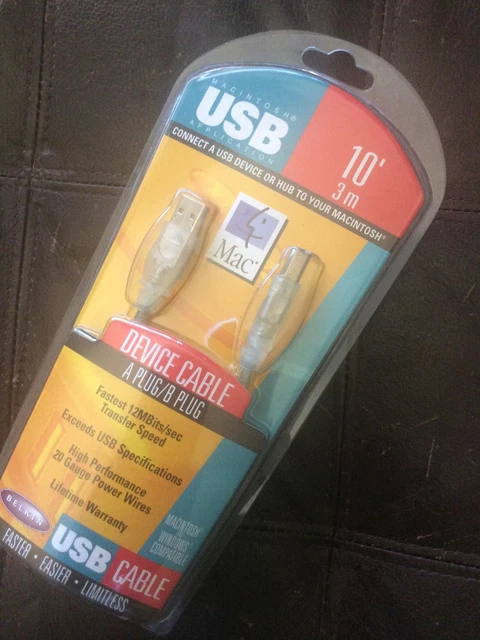 BELKIN USB MAC Usb Device Or Hub USB A Plug/B Plug New 10 Ft Sealed ...