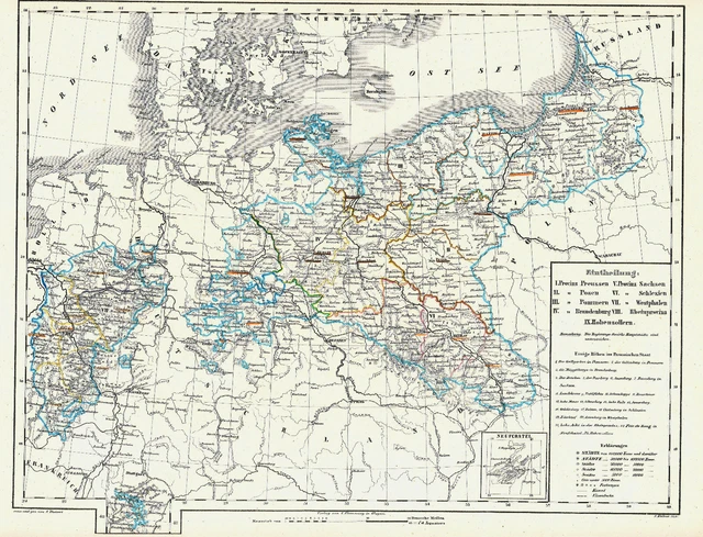 MAP KINGDOM PRUSSIA 178 years old Prussia Prussian State 1844 £41.64 ...