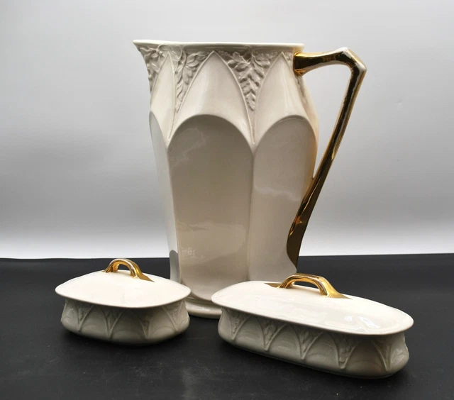 ANTIKES PORZELLAN JUGENDSTIL Waschset, Waschgarnitur, 3 Teilig, F.A.Mehlem, Bonn EUR 69,00 ...