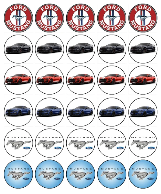 FORD MUSTANG EDIBLE Cupcake Toppers Wafer Birthday Cake Decorations (2 ...
