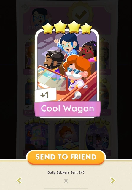 MONOPOLY GO 4 Star sticker card Set#18 - Cool Wagon EUR 2,21 - PicClick FR
