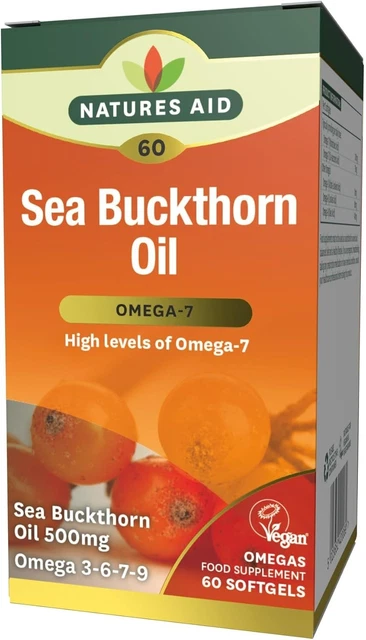 100% PURE OMEGA-7 Sea Buckthorn Oil 500mg, 60 Vegetarian Softgels £24.99 - PicClick UK