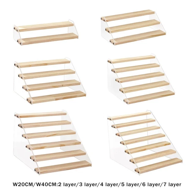 CLEAR ACRYLIC WOODEN Display Stand,Acrylic Riser Display Shelf for ...