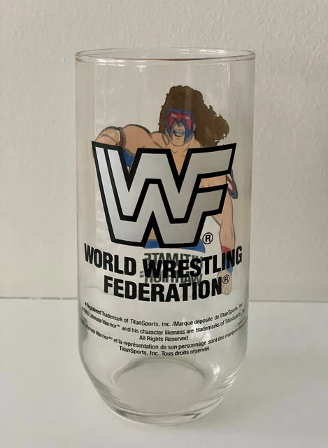 ULTIMATE WARRIOR WWF Wrestling Titan Sports Vintage 1990 Drinking Glass ...
