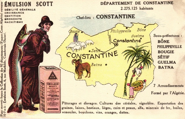 FRANKREICH, DEPARTEMENT DE constantine, Landkarte, Emulsion Scott, um ...