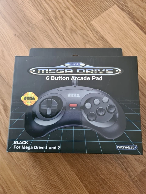 MEGA DRIVE 6 Button Arcade Pad Officially Licensed With 10 Foot Cable ...
