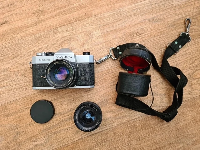 VINTAGE YASHICA TL Electro X 35mm SLR Camera + Yashinon And Optomax ...