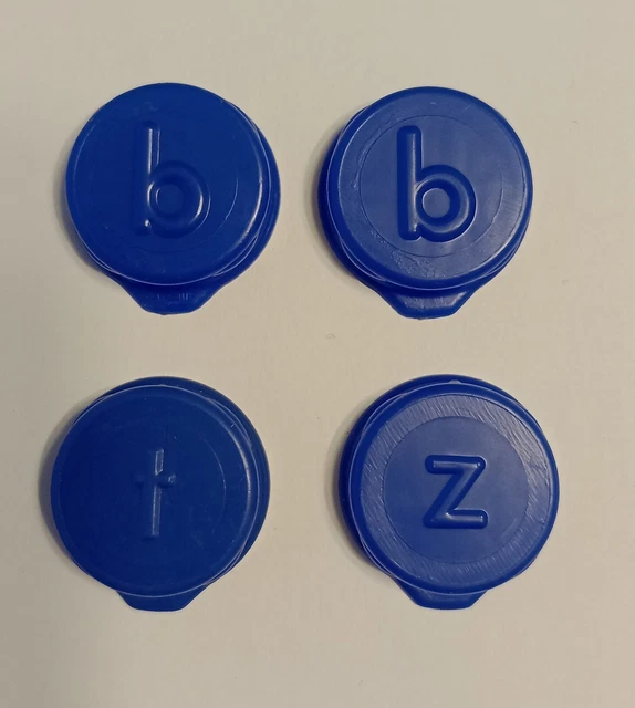 4 X BLUE Rowntree Smarties Lids - Lower Case Letters b, b, t, z £7.50 ...