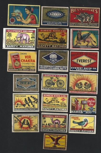 COLLECTION OF C1940-50 matchbox labels India unusual graphics 179 ...