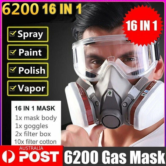FULL FACE GAS Mask 6200 Chemical Spray Painting Respirator Vapour ...