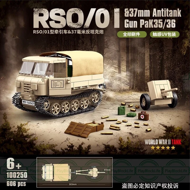 WW2 MILITARY SERIES Rso/01 Tractor Anti Tank Artillery Building Blocks ...
