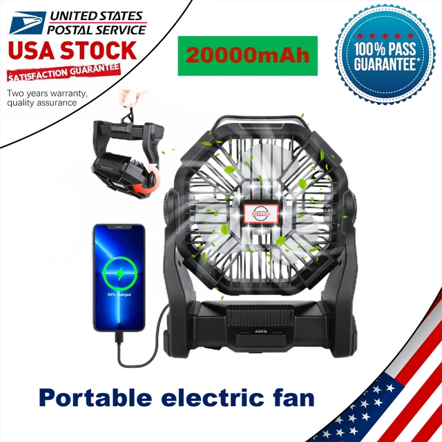 COMFORT ZONE BOX Fan, 10 inch, Portable, Electric Quiet, 4 Speed, USB ...