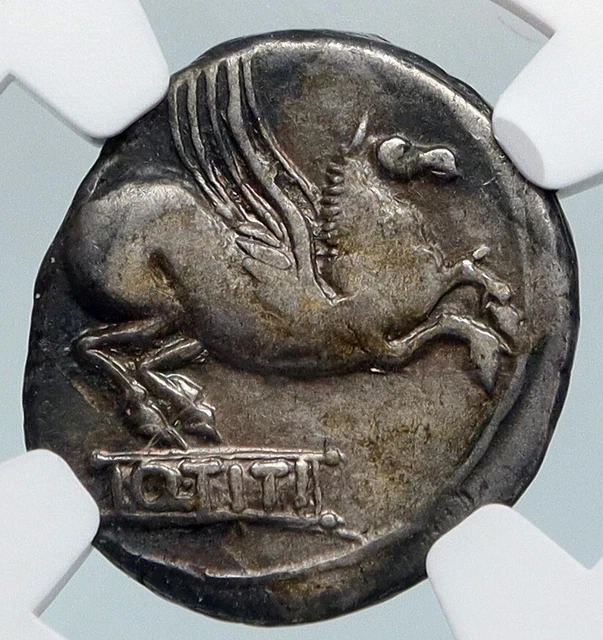 ROMAN REPUBLIC 90BC PRIAPUS Fertility God PEGASUS Ancient Silver Coin ...