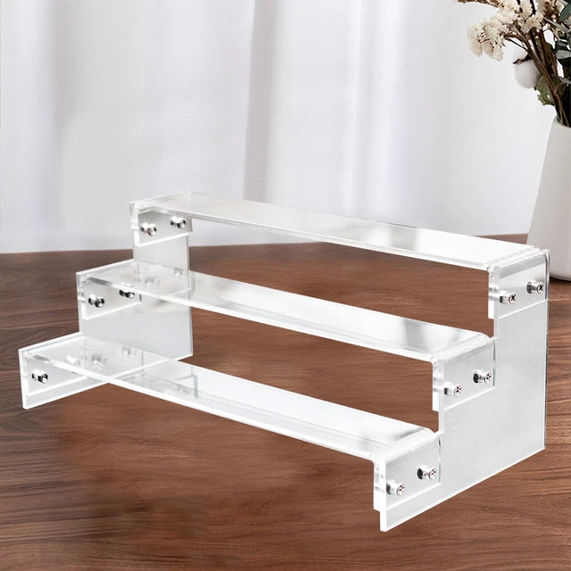 CLEAR ACRYLIC RACK Perfume Makeup Ladder Display Stand Risers Shelf 3 ...