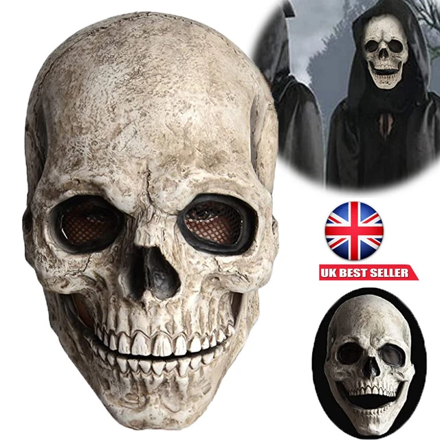 FULL HEAD SKULL Mask Helmet With Movable Jaw,Halloween Party Prop Latex ...
