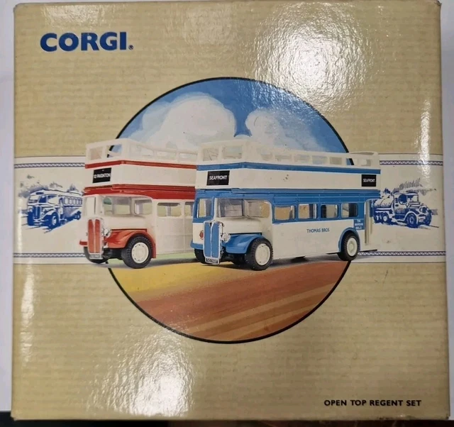 CORGI DEVON GENERAL THOMAS BROS AEC REGENT OPEN TOP BUS MODEL SET 97050 ...