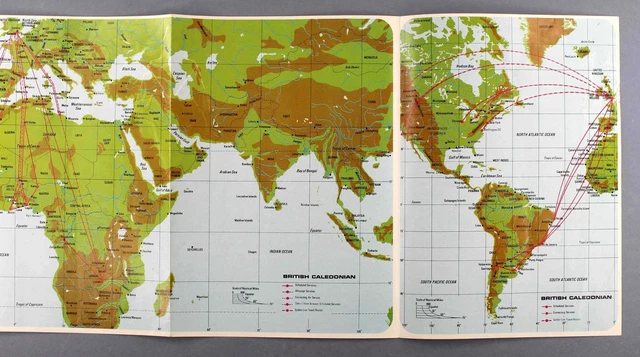 BRITISH CALEDONIAN AIRWAYS Airline Route Maps Boeing 707 Bcal Cabin ...