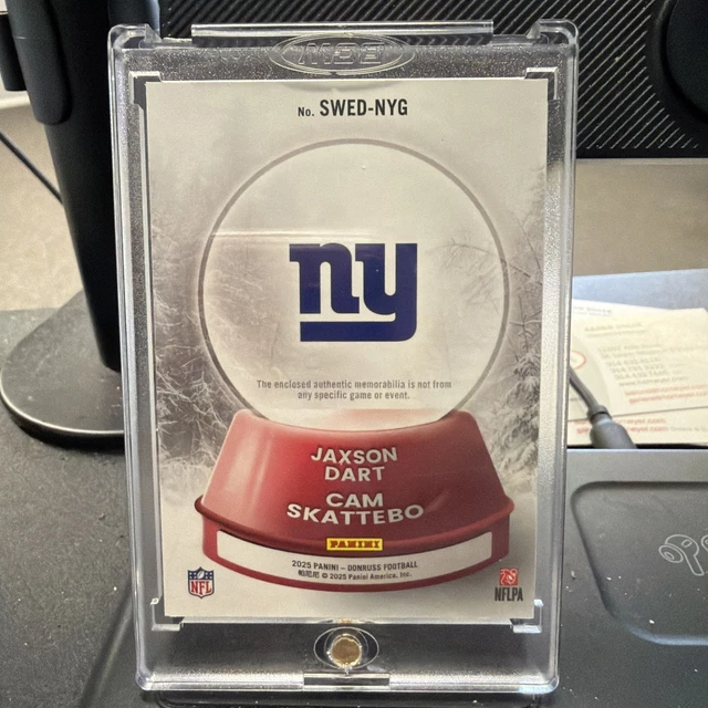 JAXSON DART CAM Skattebo DUAL ROOKIE SWEATER #SWED-NYG 2025 Donruss ...